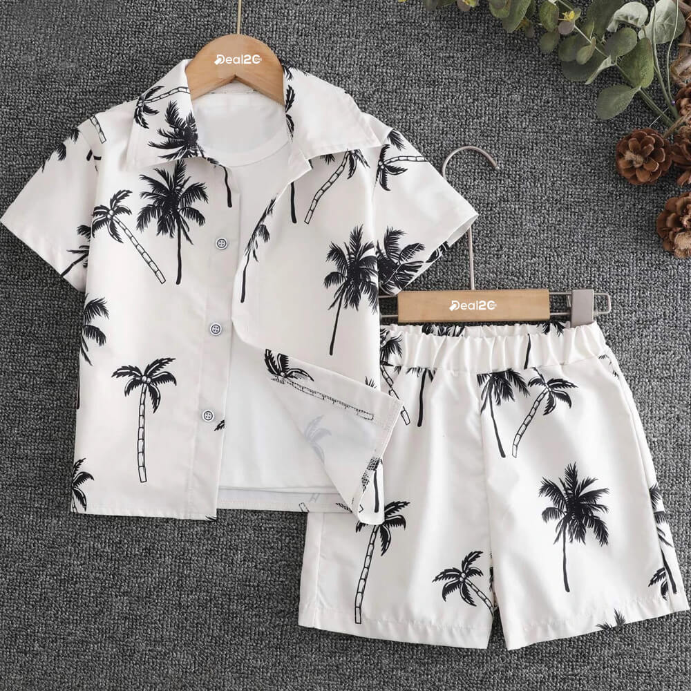 Kids Coconut Tree Printed Summer Short Suit – Deal20one